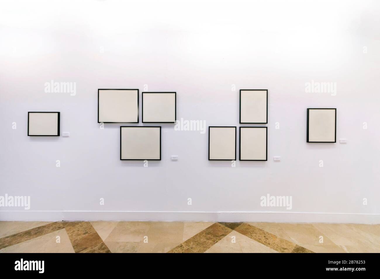 Close view of a bunch of empty blank frames on museum exhibition Stock ...