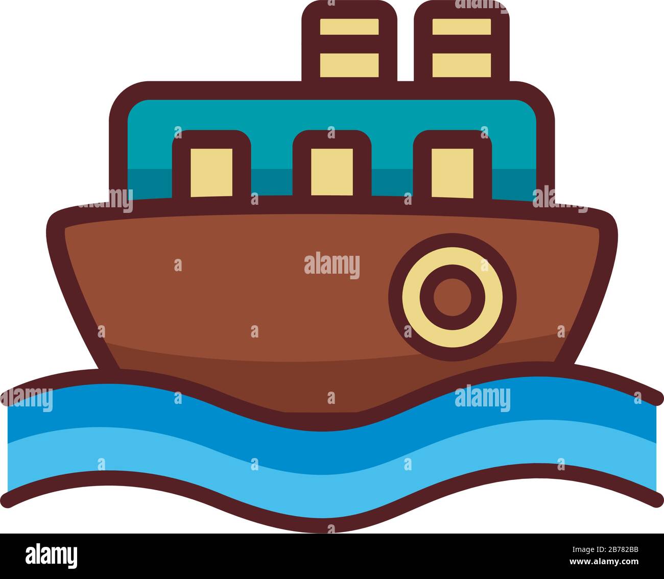 ship boat sea line color style Stock Vector Image & Art - Alamy