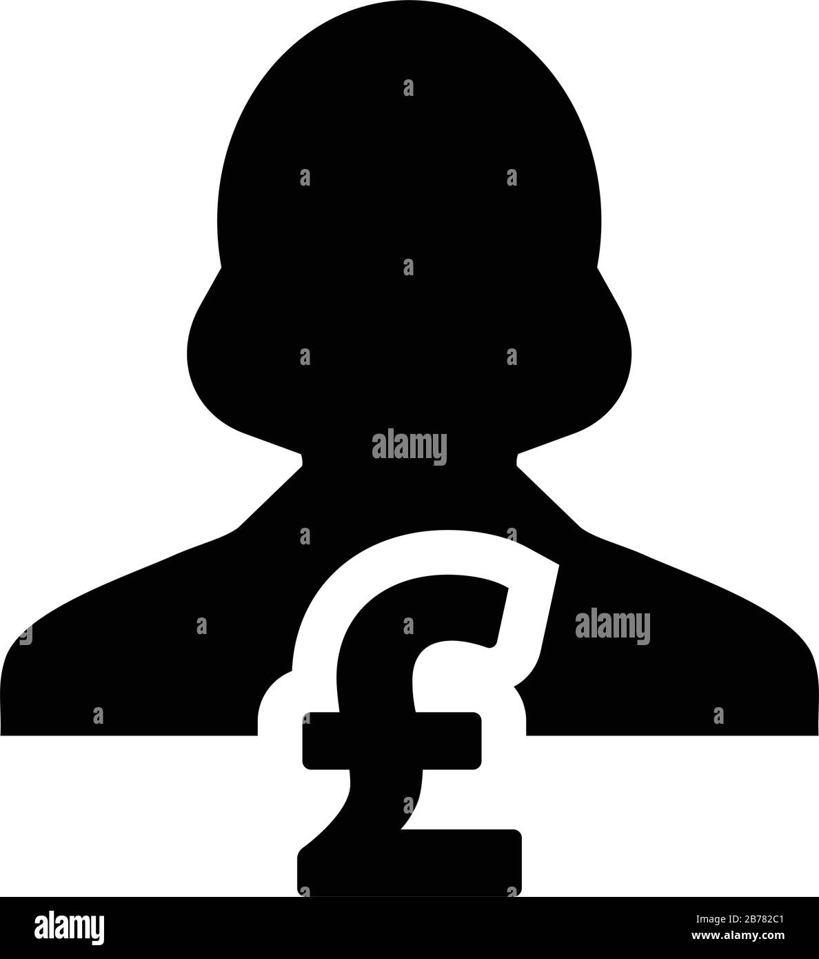 Cash icon vector female user person profile avatar with Pound sign ...