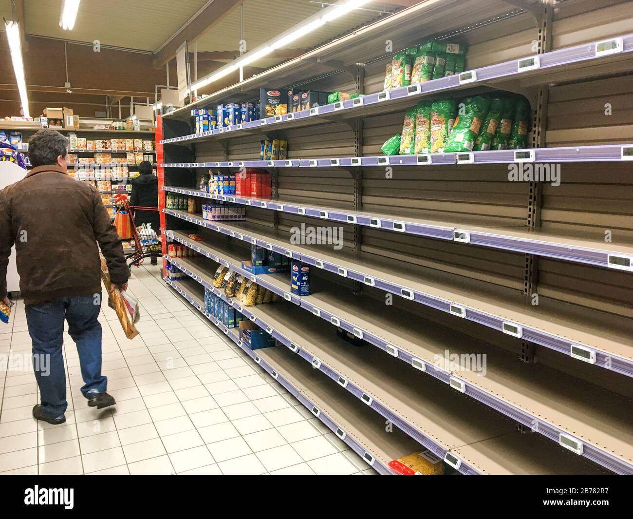 Covid 19 - Coronavirus crisis : Empty supermarket shelves, Lyon, France ...