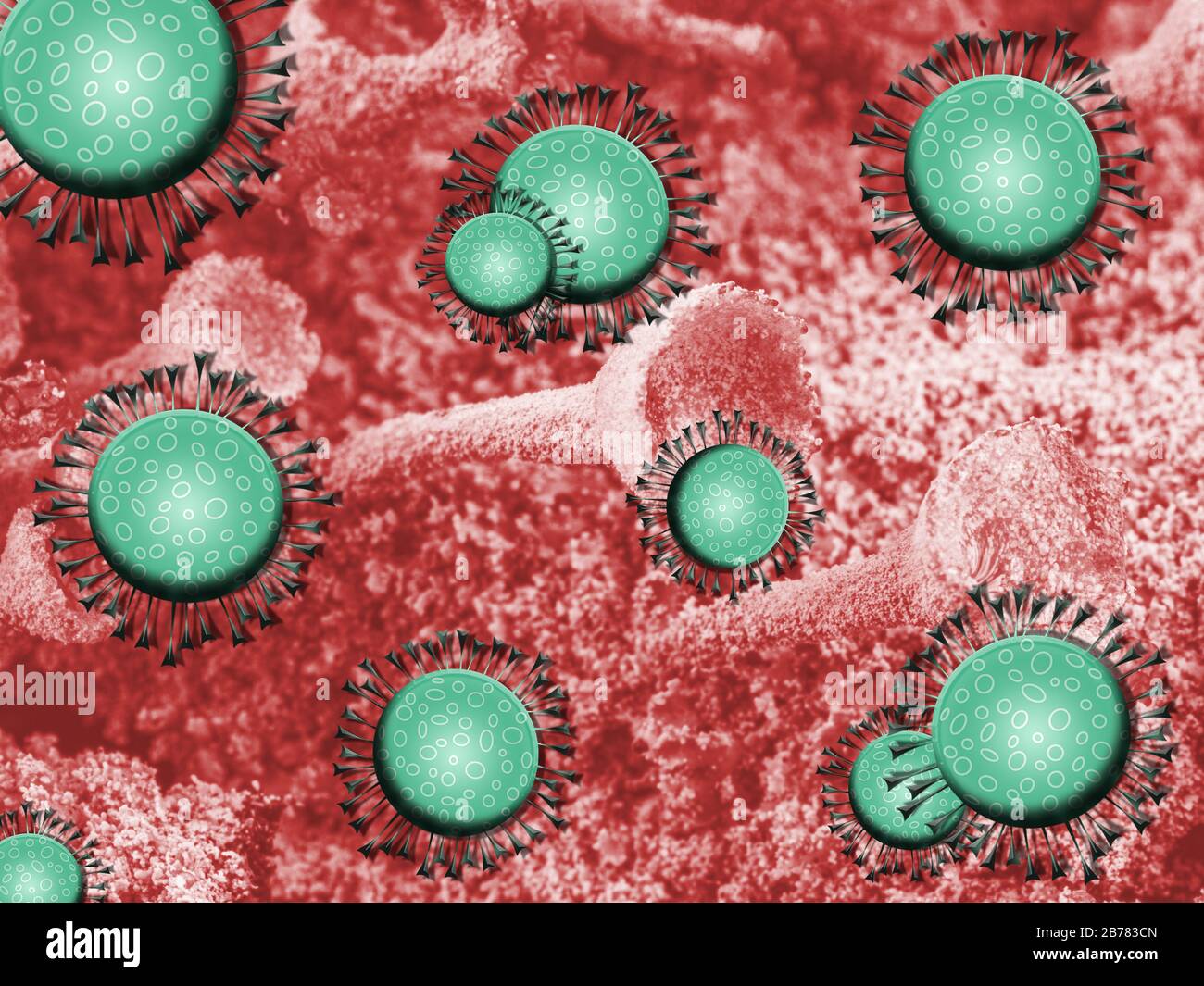Covid-19. Coronavir symbol. Background consisting of a micro image ...