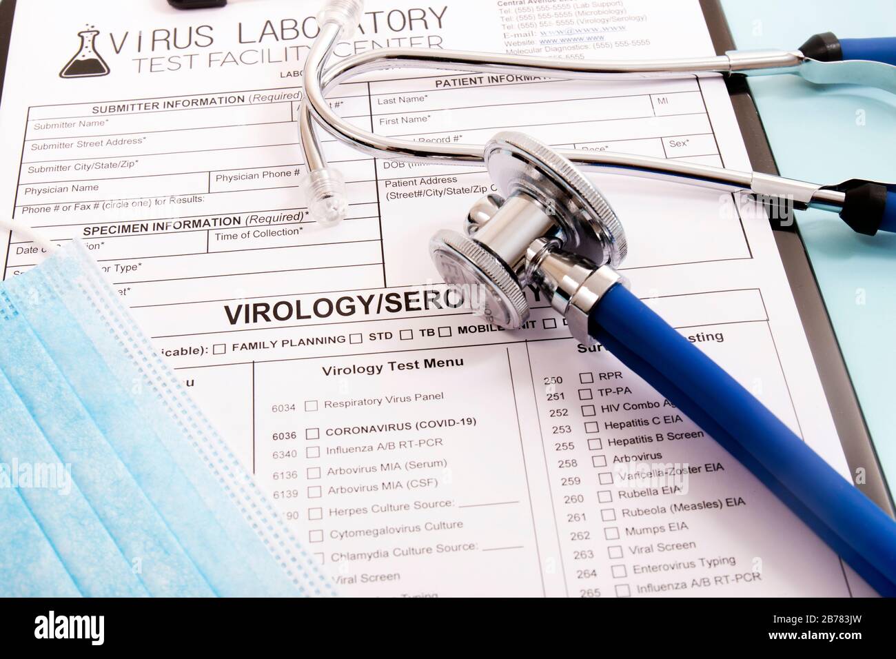 Various virus and laboratory test report concept, for coronavirus ...