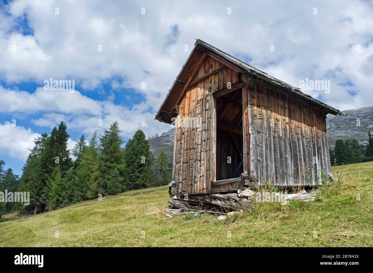 barn in the mountain with panoramic view Stock Photo - Alamy