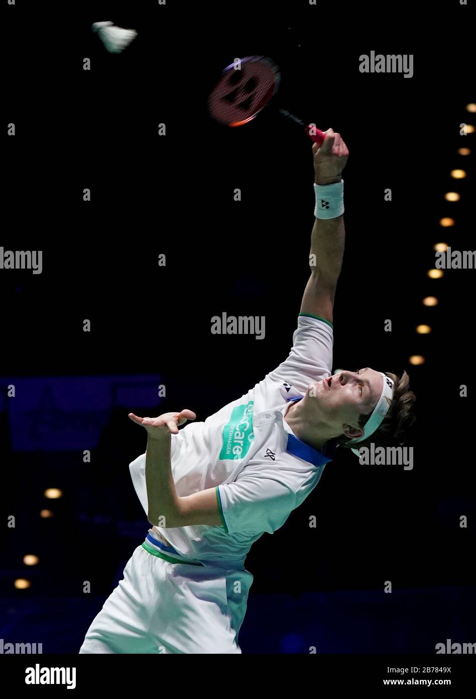 Denmark's Viktor Axelsen in action in the Men's singles match during ...