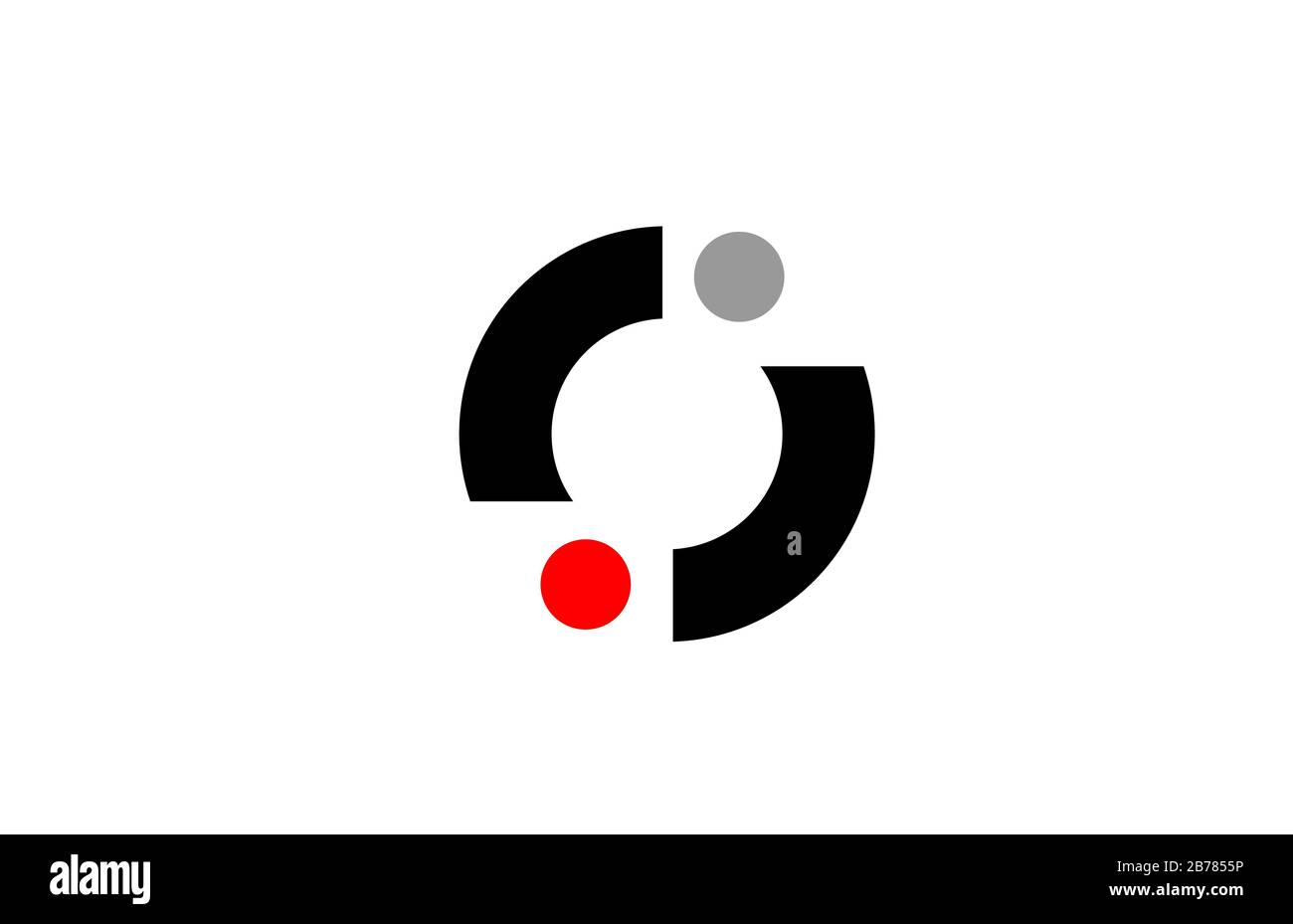 O dot dots letter logo alphabet icon design in red grey white for ...