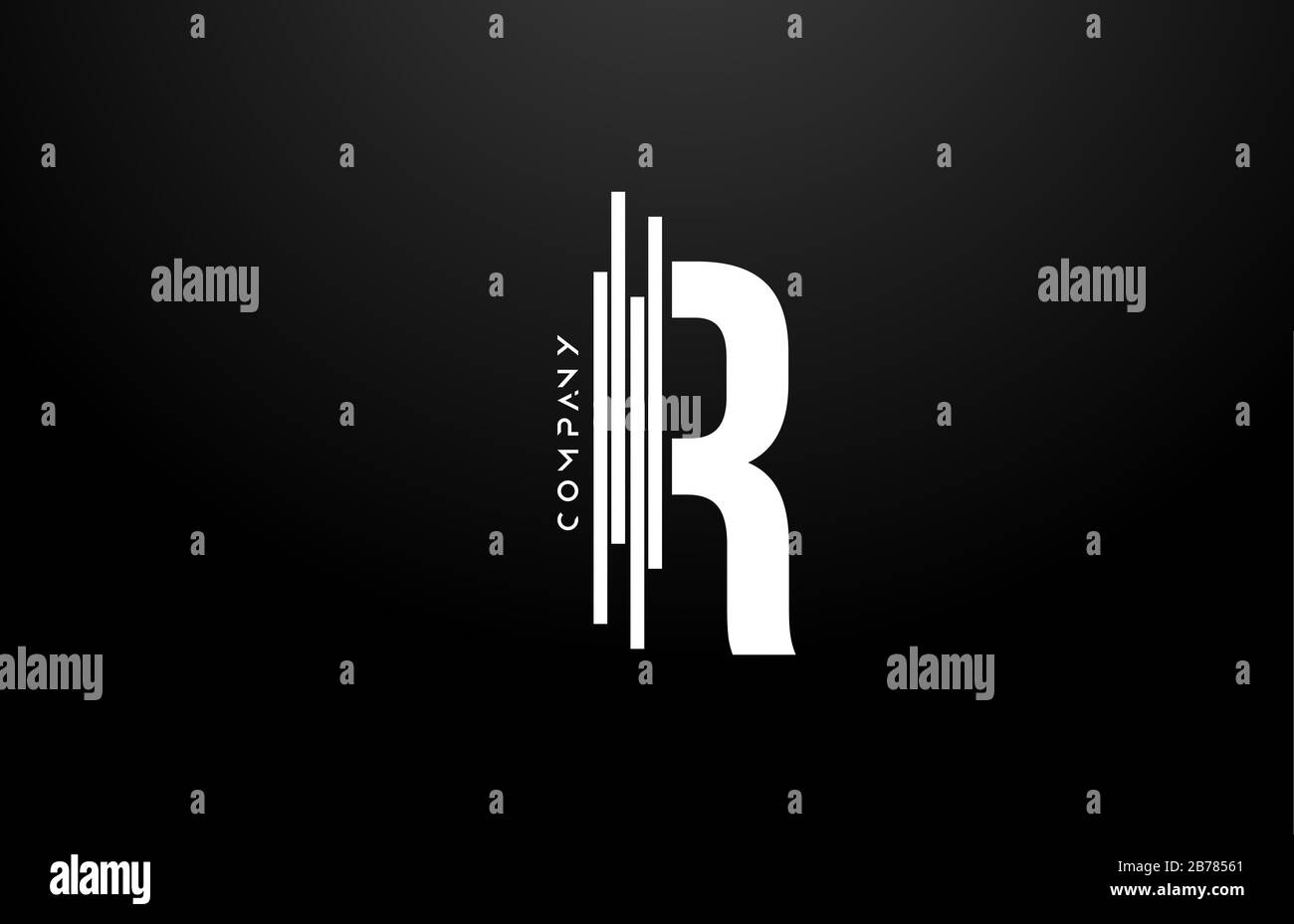 R black white letter alphabet logo design with lines icon for business ...