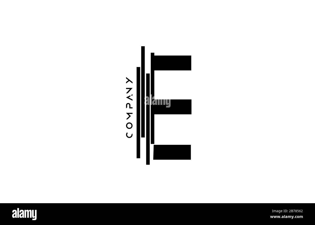 alphabet E black white letter logo design with lines icon for company ...