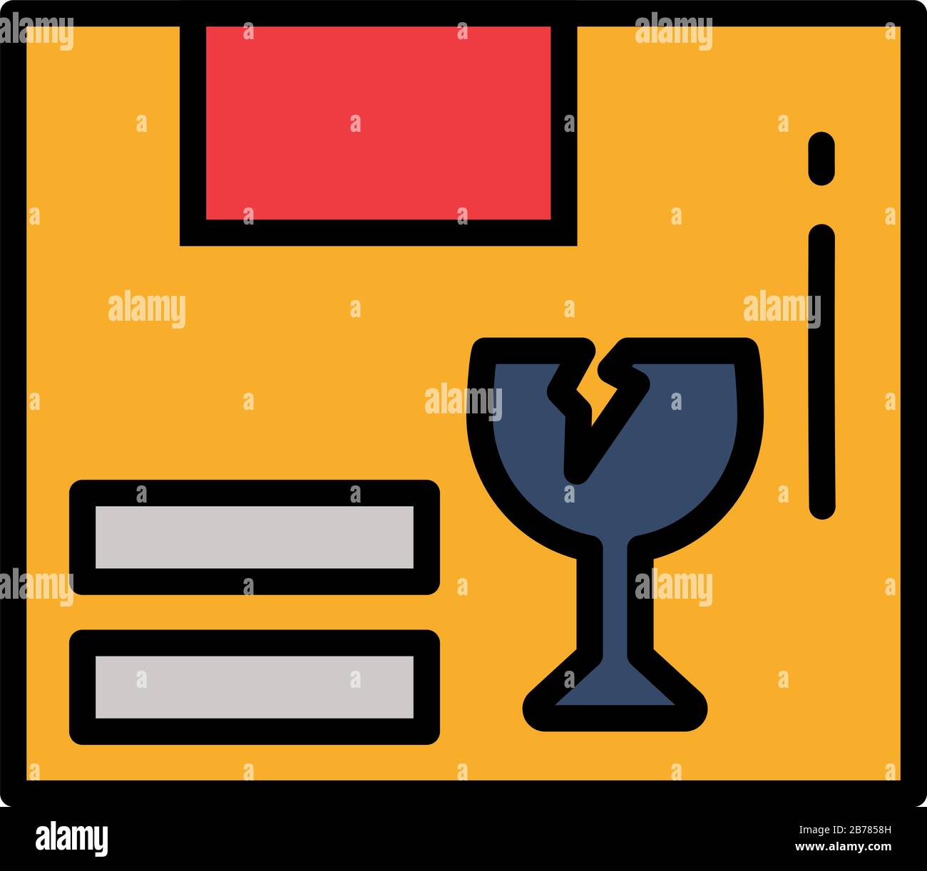 cardboard box with warning sign on white background vector illustration ...