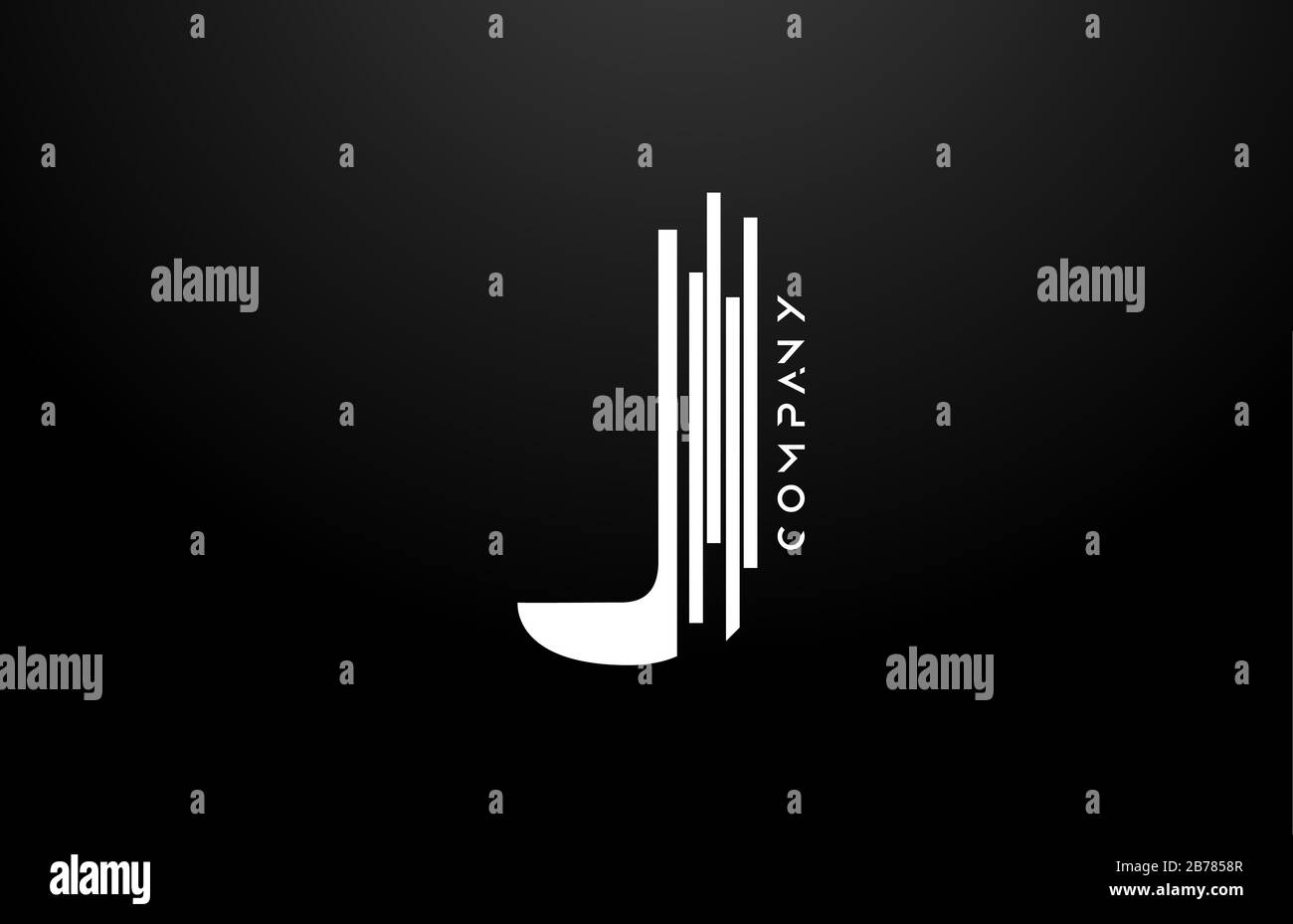 J black white letter alphabet logo design with lines icon for business ...