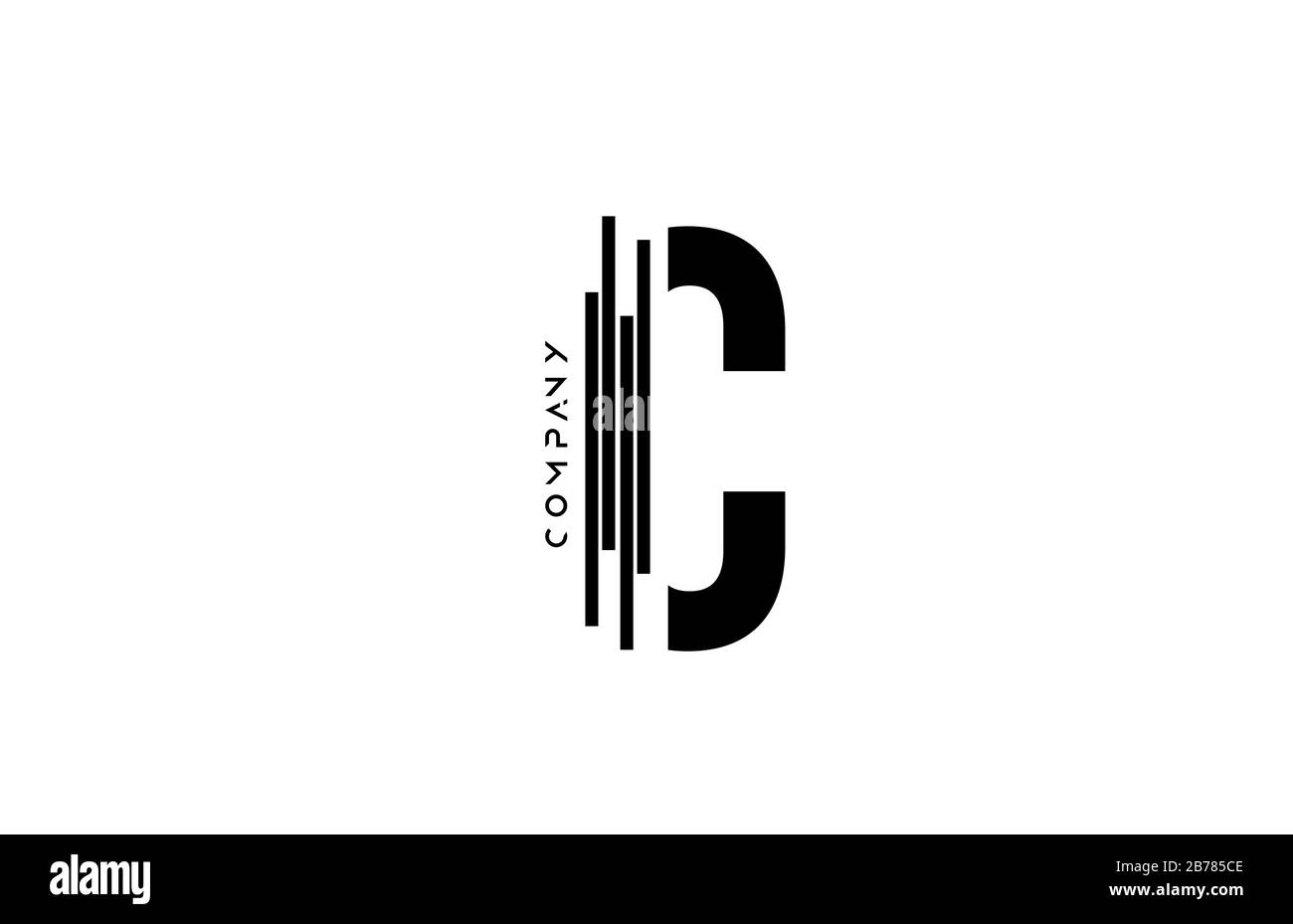alphabet C black white letter logo design with lines icon for company ...
