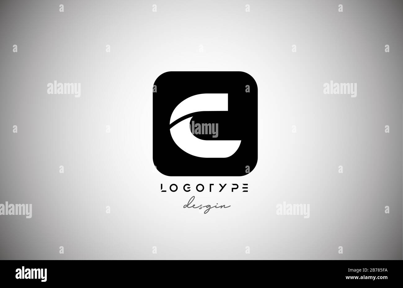 black white C square letter logo alphabet icon for business and company ...