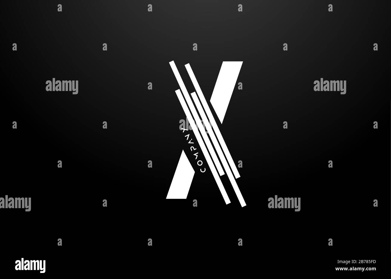 X black white letter alphabet logo design with lines icon for business ...