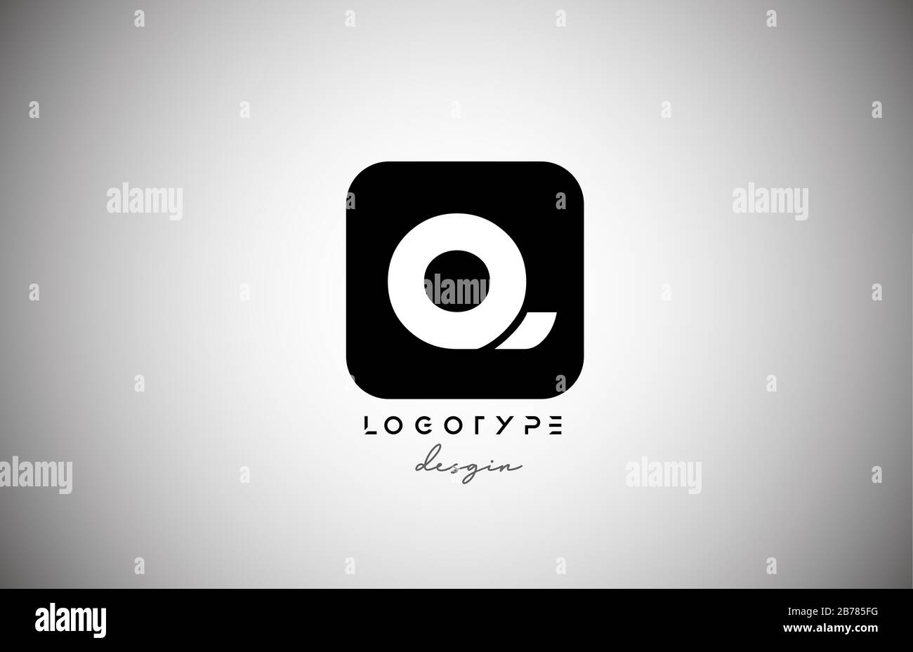 black white Q square letter logo alphabet icon for business and company ...