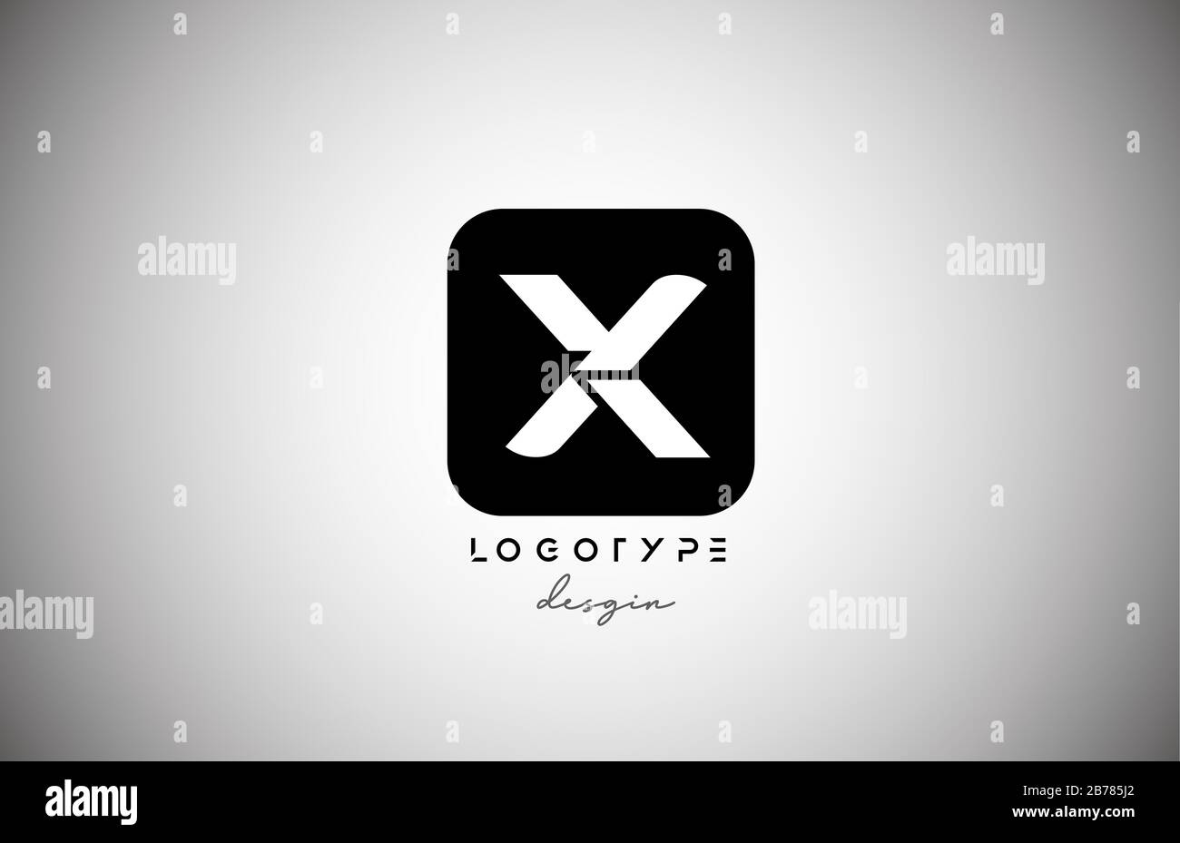 black white X square letter logo alphabet icon for business and company ...