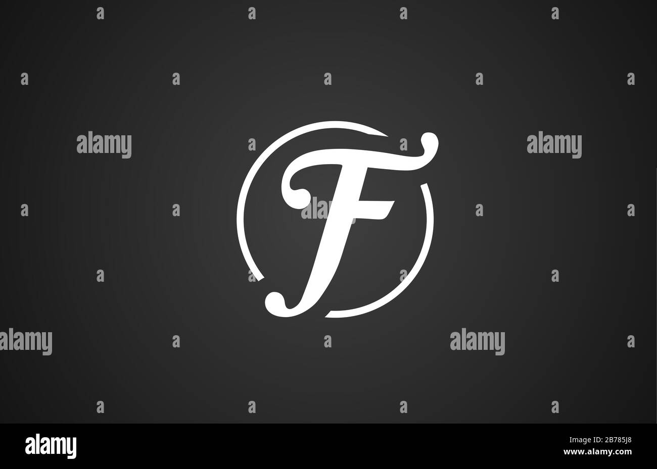 simple black white F letter logo icon alphabet with circle design for ...