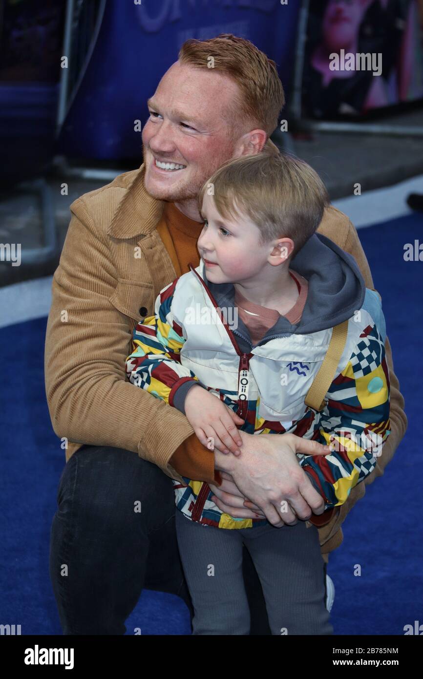 Greg Rutherford and son attending the Onward UK Premiere at the Curzon ...