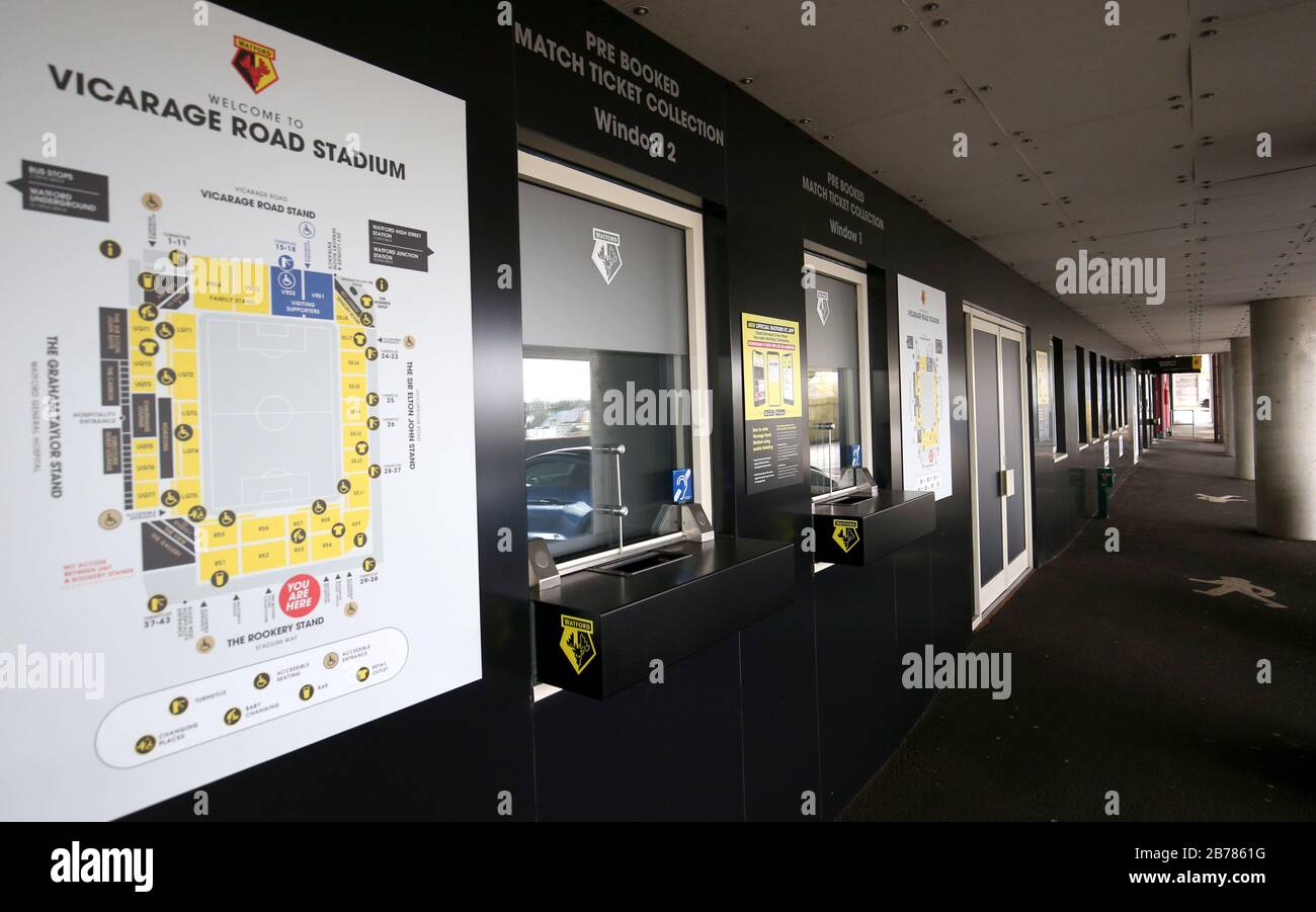 Closed ticket windows outside vicarage road hi-res stock photography ...