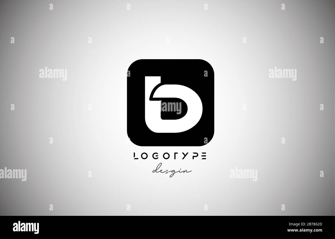 black white B square letter logo alphabet icon for business and company ...