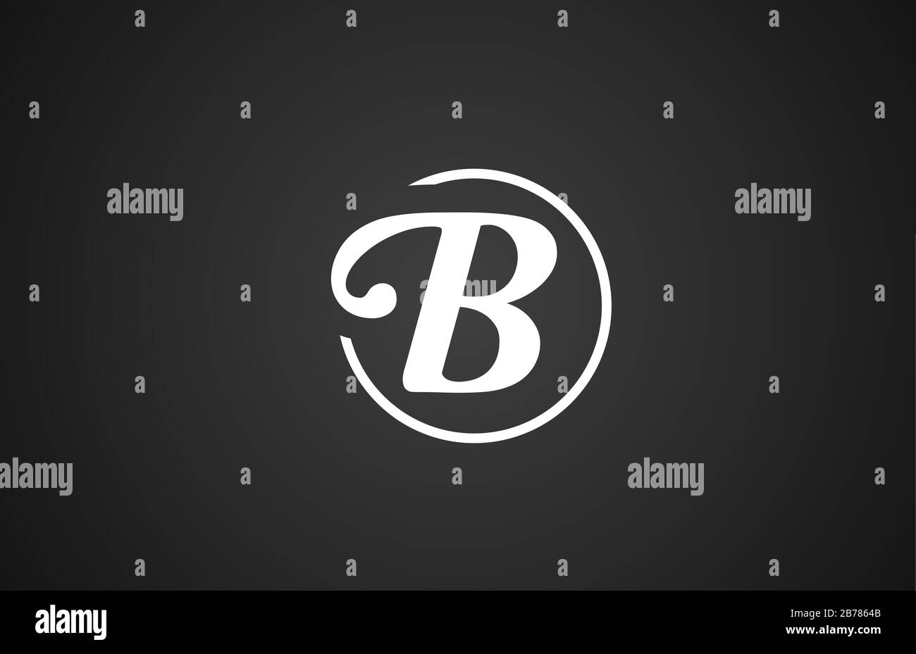 simple black white B letter logo icon alphabet with circle design for ...