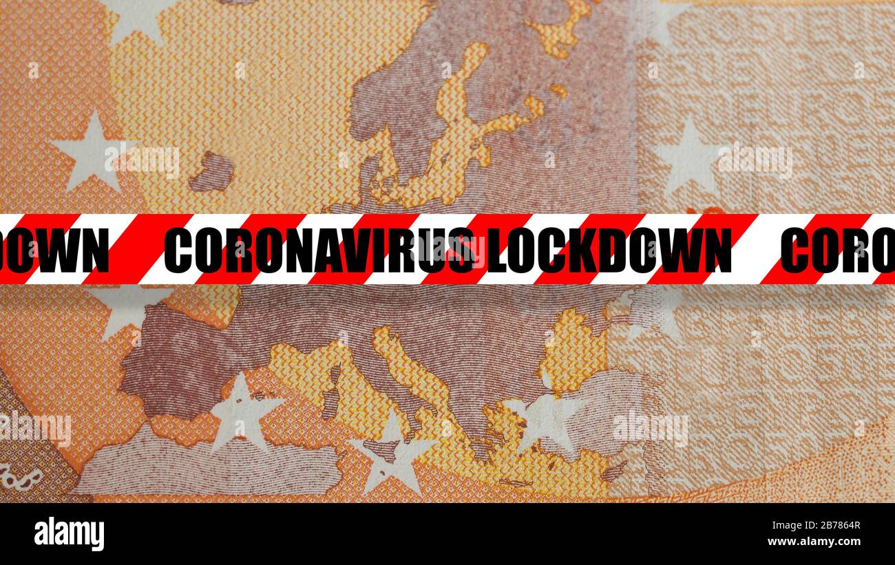 Coronavirus lockdown concept: detail of a fifty euro banknote with ...