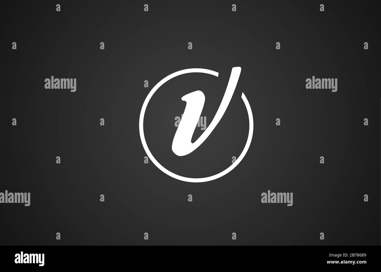 simple black white V letter logo icon alphabet with circle design for ...