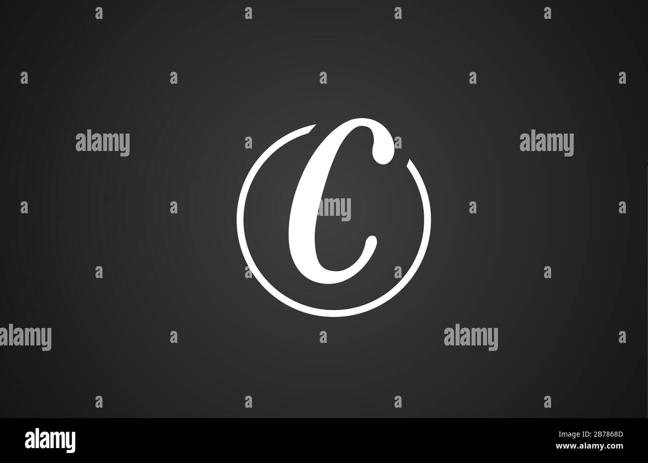simple black white C letter logo icon alphabet with circle design for ...