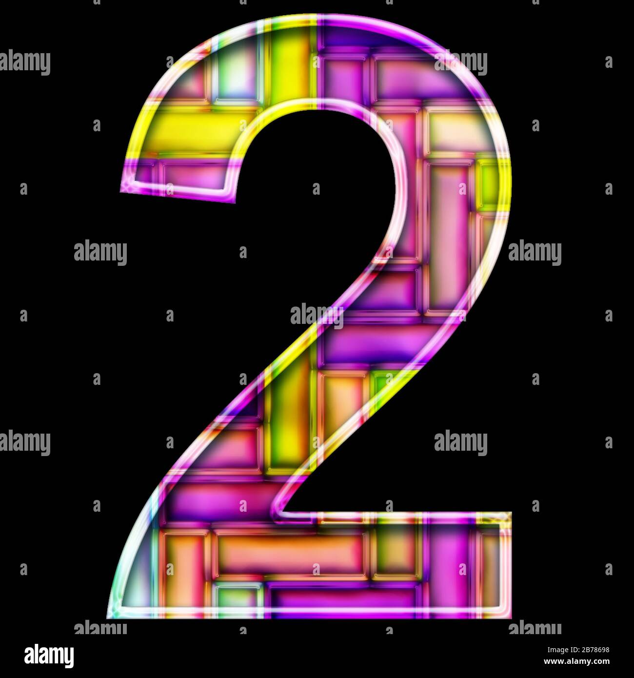 3D render of neon bricks pattern number Stock Photo - Alamy