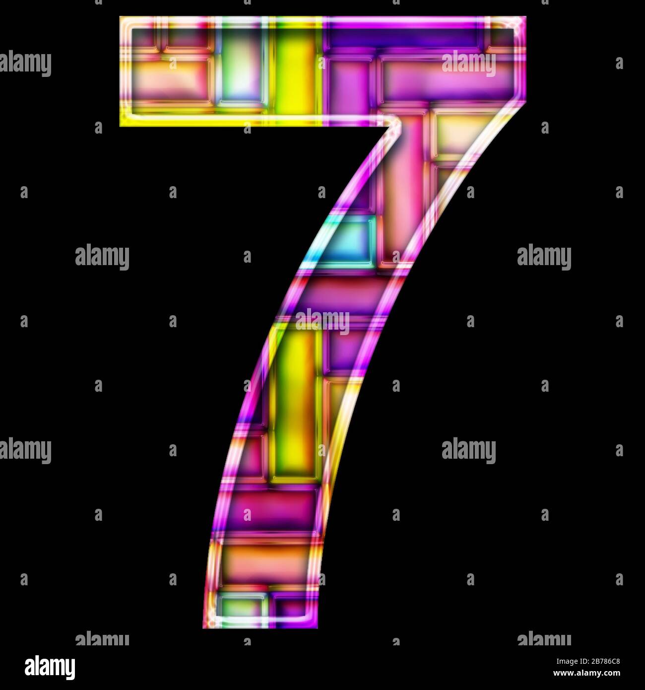 3D render of neon bricks pattern number Stock Photo - Alamy