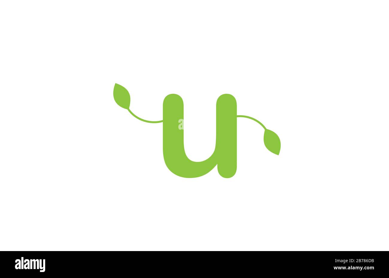 green leaf leafs letter u alphabet logo design icon for company and ...