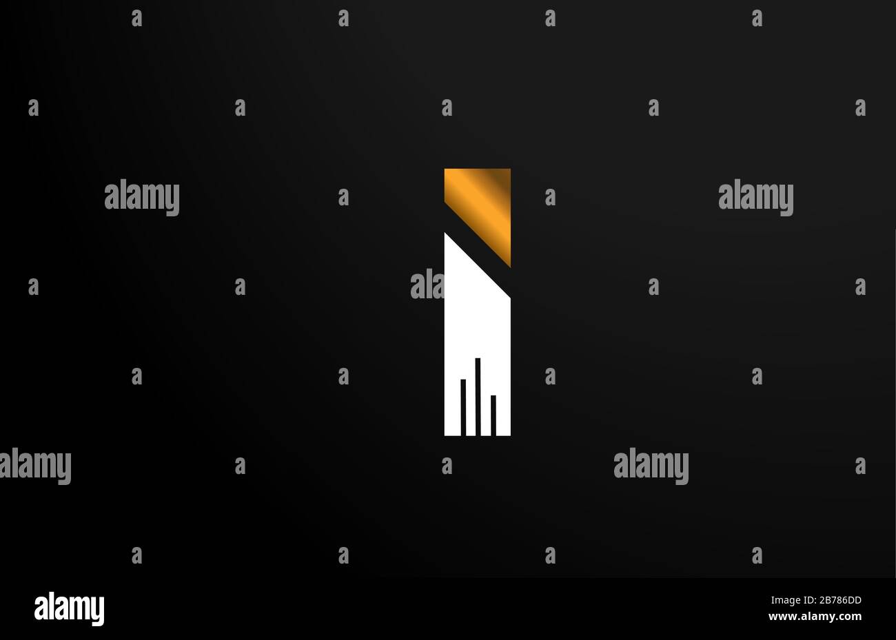 gold golden yellow white I logo letter alphabet icon design for ...