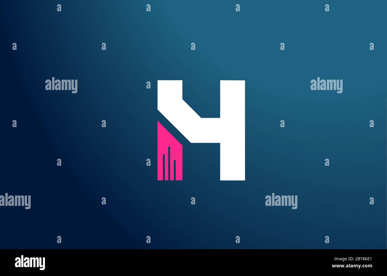 blue white pink alphabet H logo letter design icon for company and ...