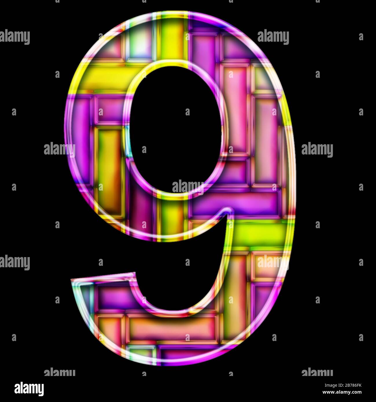 3D render of neon bricks pattern number Stock Photo - Alamy