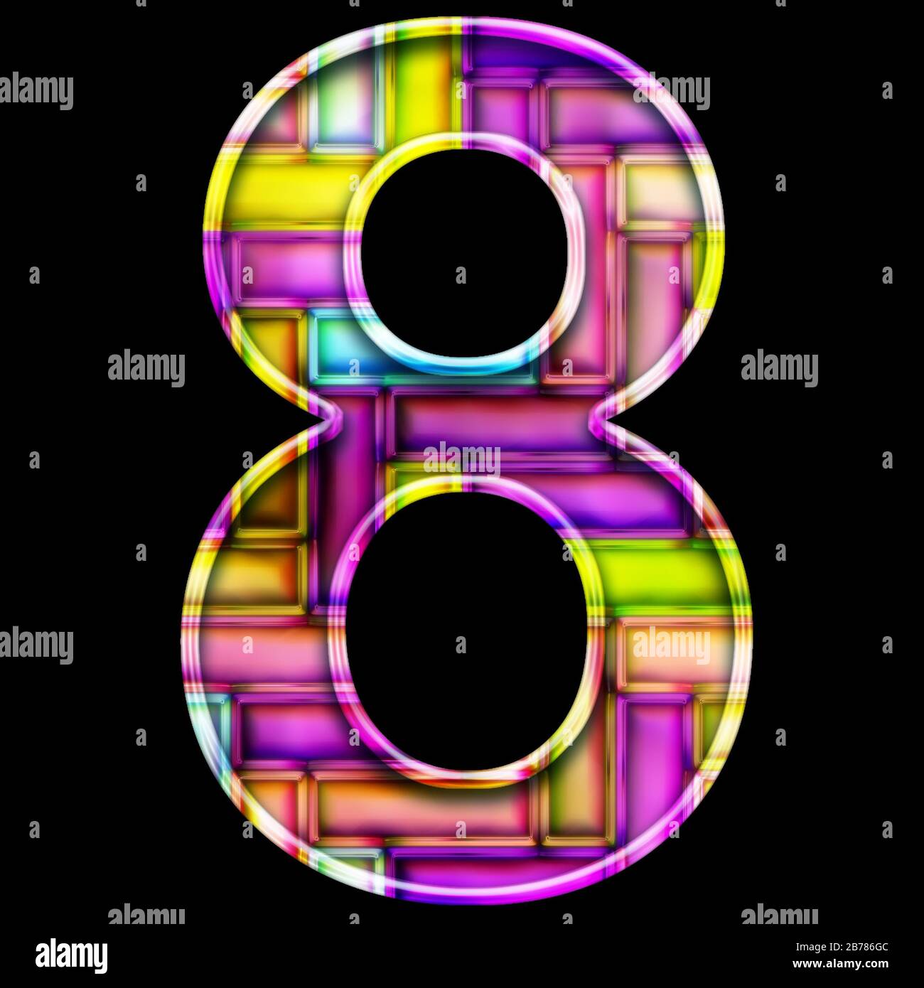 3D render of neon bricks pattern number Stock Photo - Alamy