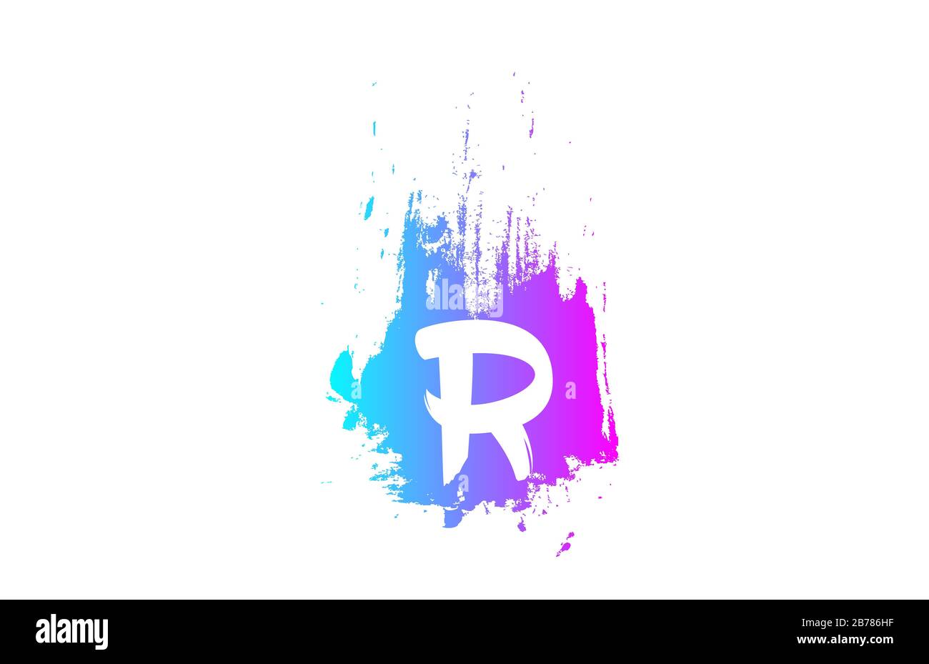 pink R letter alphabet grunge logo icon with brush stroke design for ...
