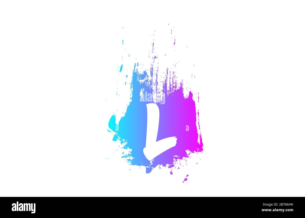 pink L letter alphabet grunge logo icon with brush stroke design for ...