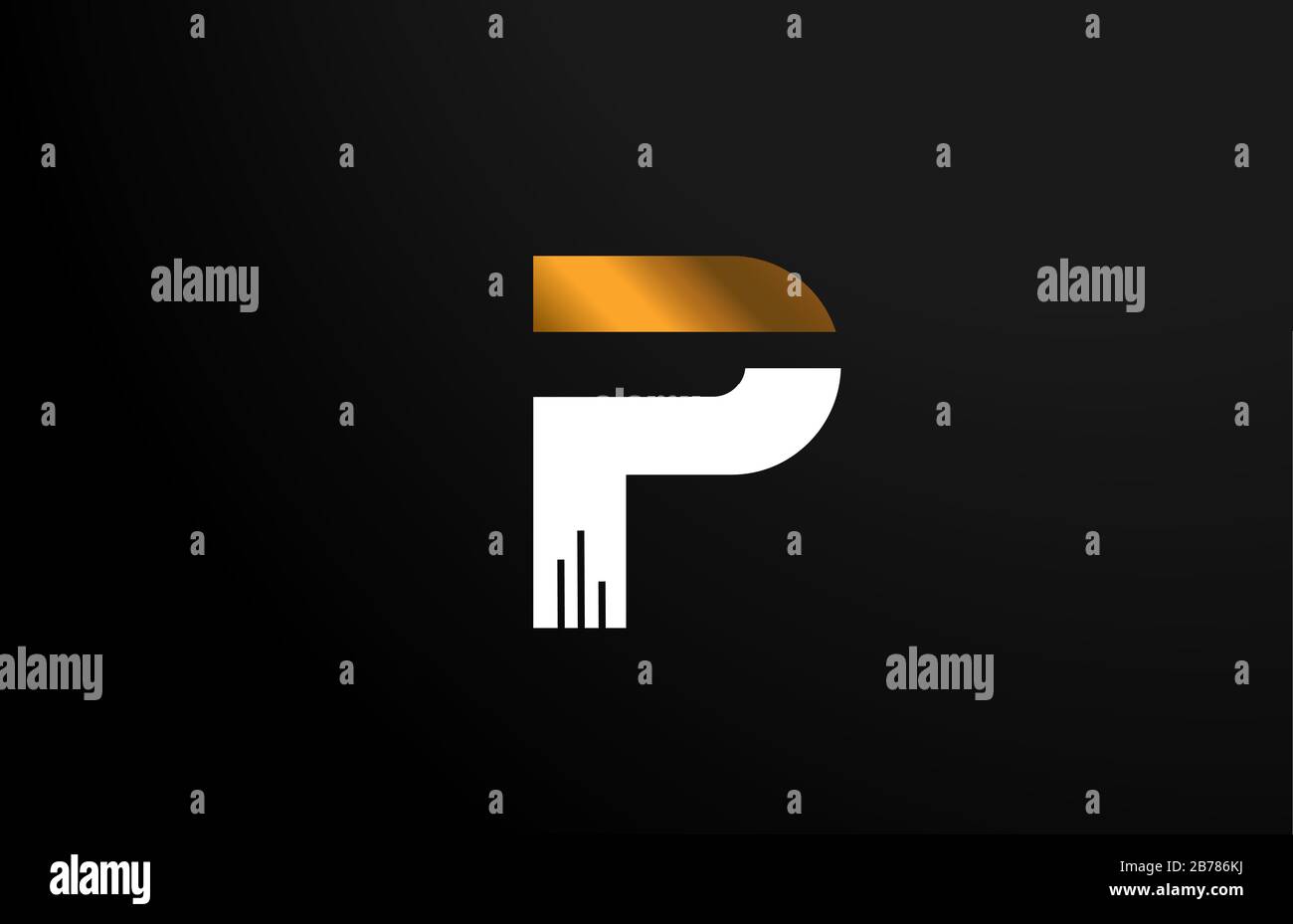 gold golden yellow white P logo letter alphabet icon design for ...