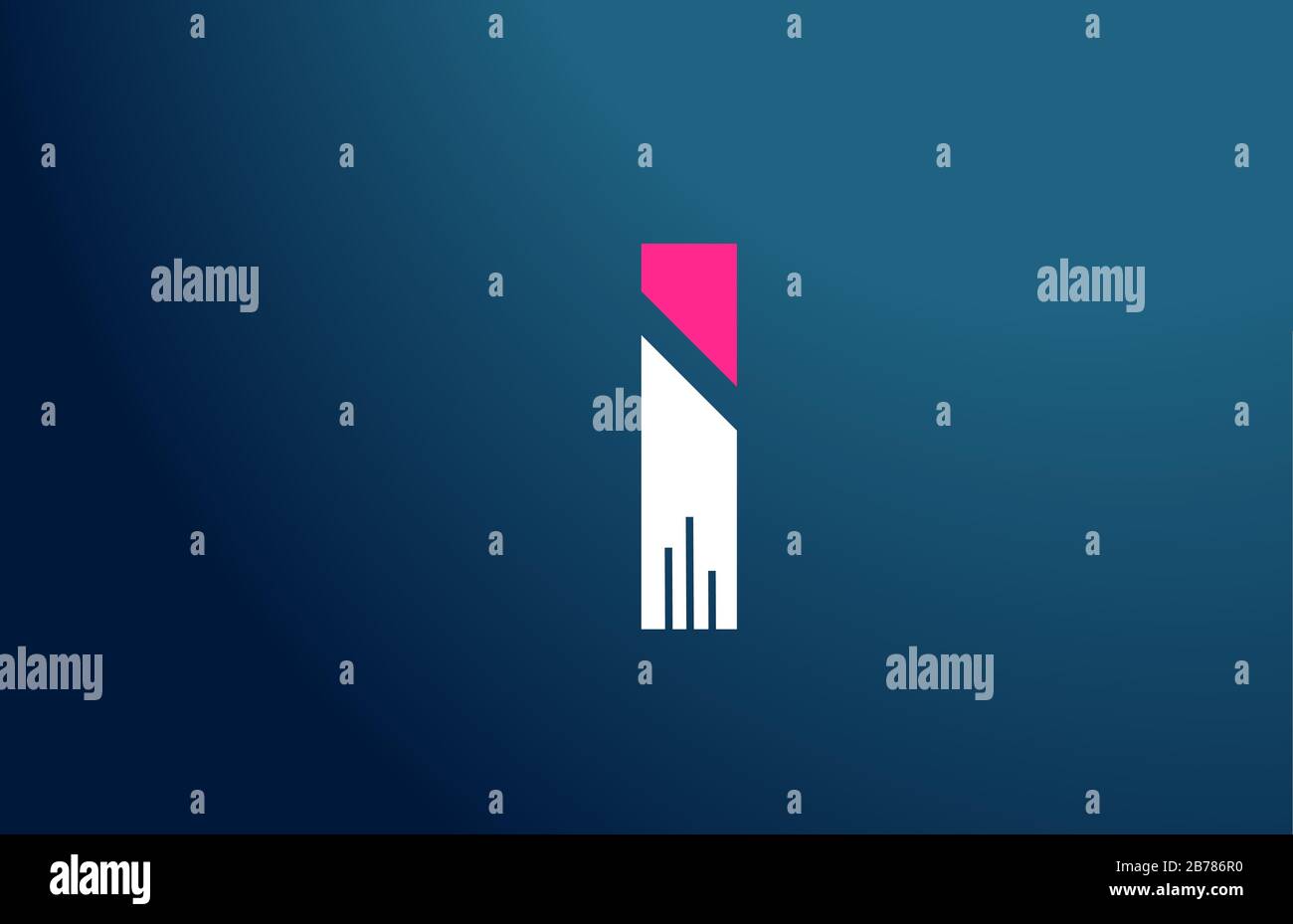 blue white pink alphabet I logo letter design icon for company and ...