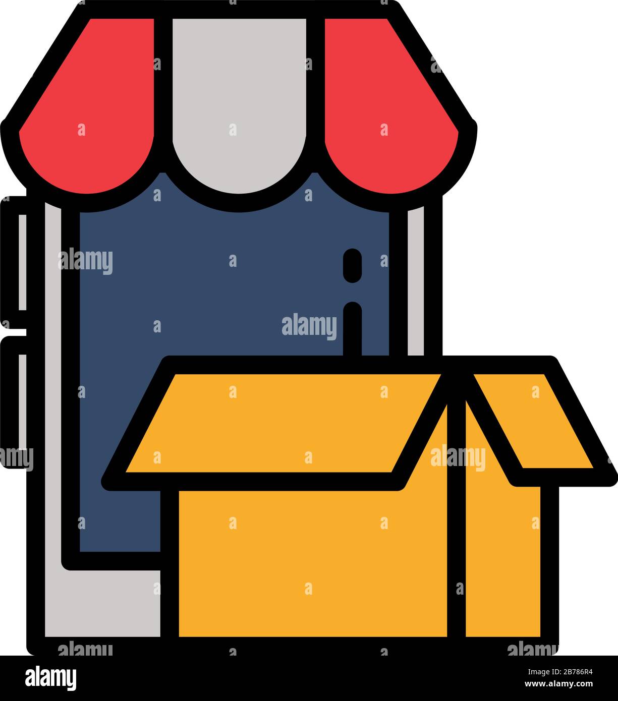 smartphone screen with striped tent on white background vector ...