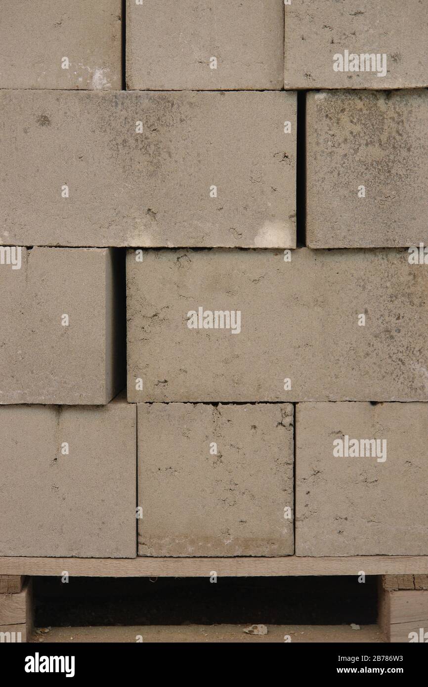 Cement blocks on a market place at day Stock Photo - Alamy