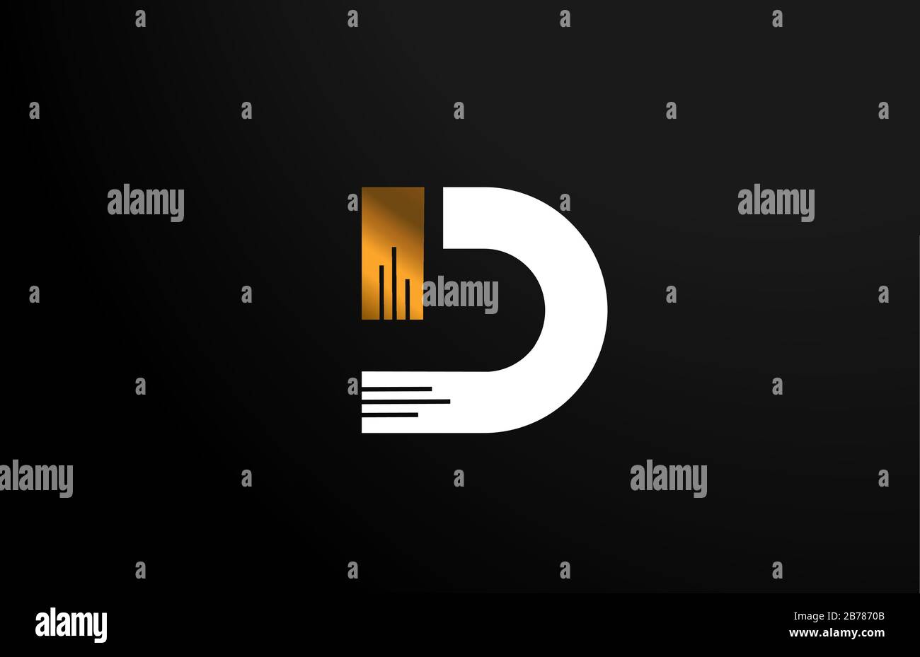 gold golden yellow white D logo letter alphabet icon design for ...