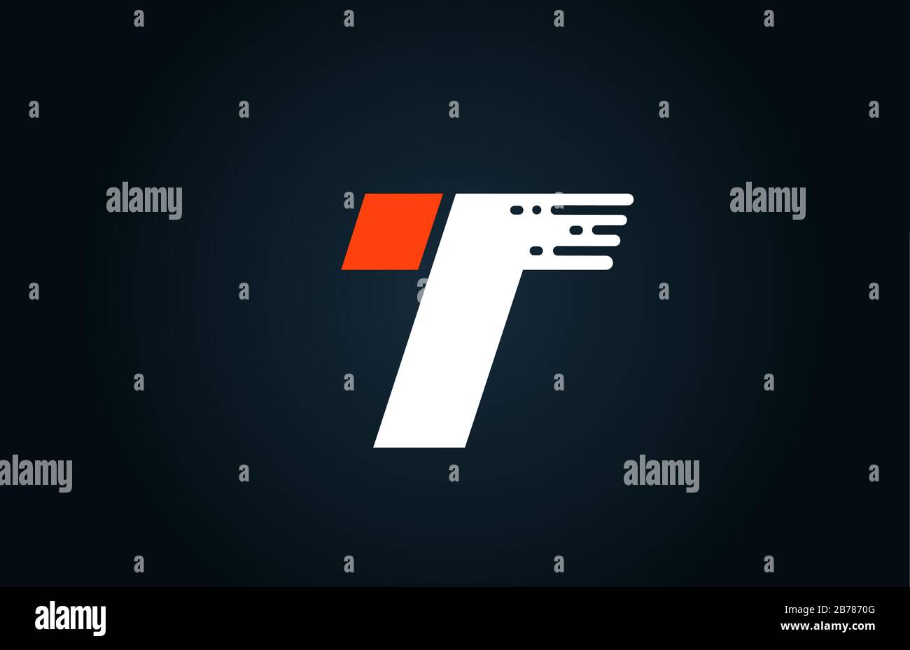 alphabet white orange blue letter logo T icon design for business and ...