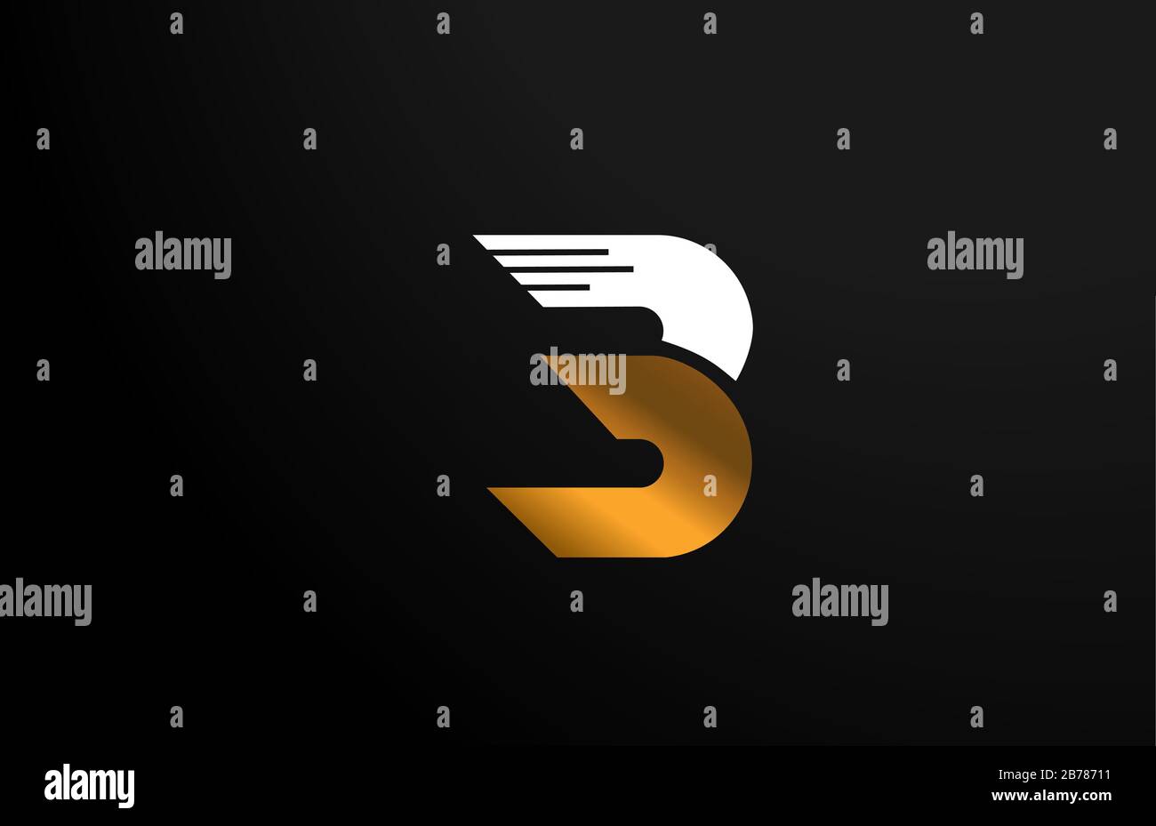 gold golden yellow white B logo letter alphabet icon design for ...