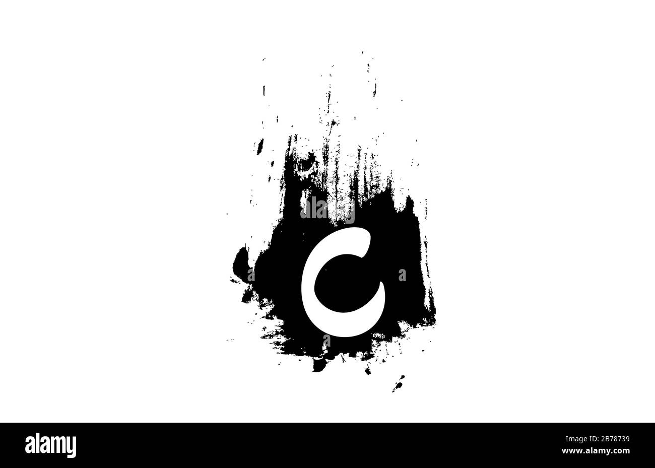 letter C grunge alphabet letter logo with brush stroke icon design for ...