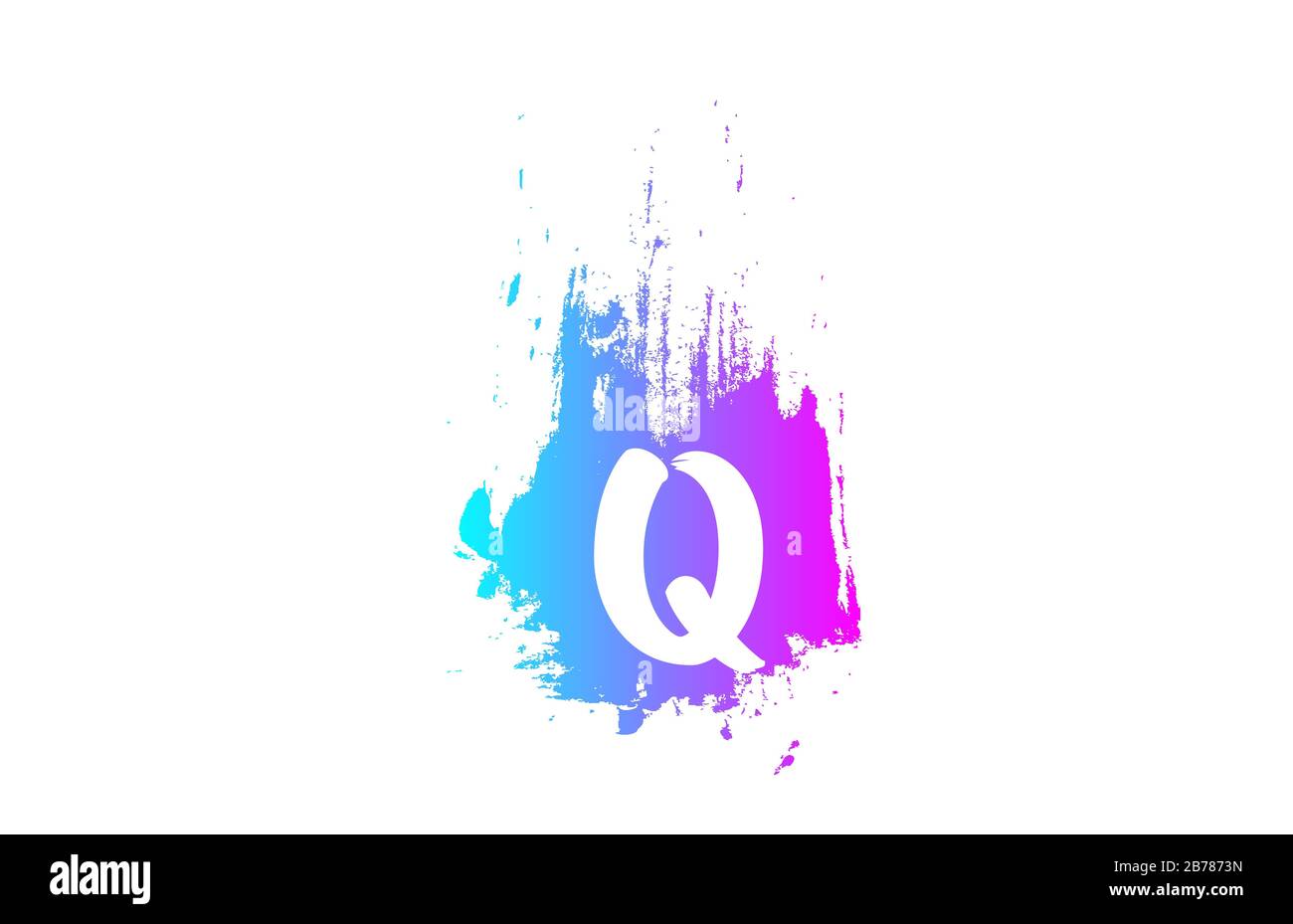 pink Q letter alphabet grunge logo icon with brush stroke design for ...