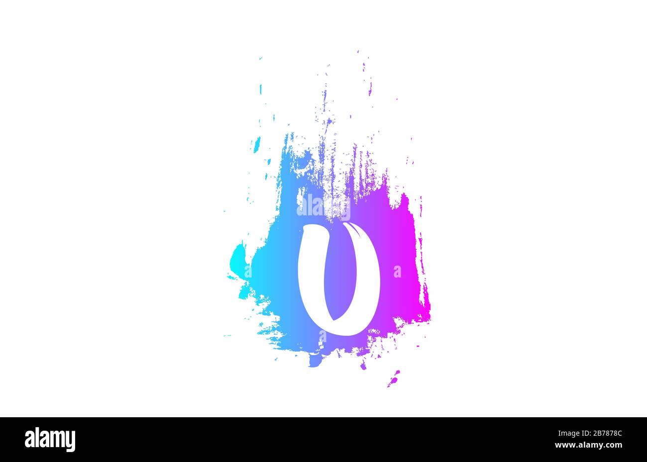 pink U letter alphabet grunge logo icon with brush stroke design for ...