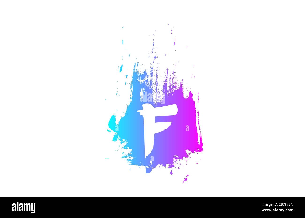 pink F letter alphabet grunge logo icon with brush stroke design for ...