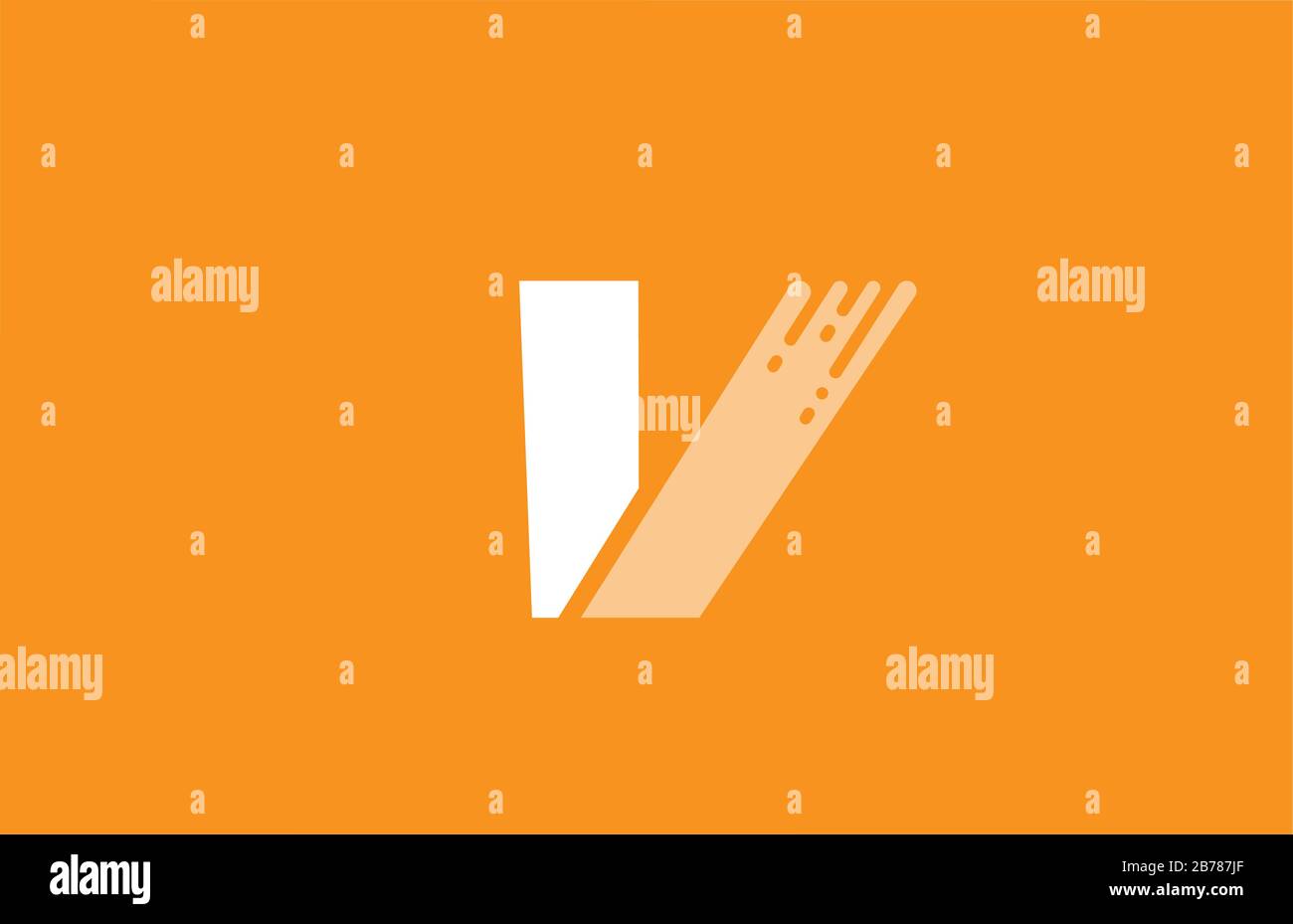 orange white alphabet V letter logo design icon for company and ...