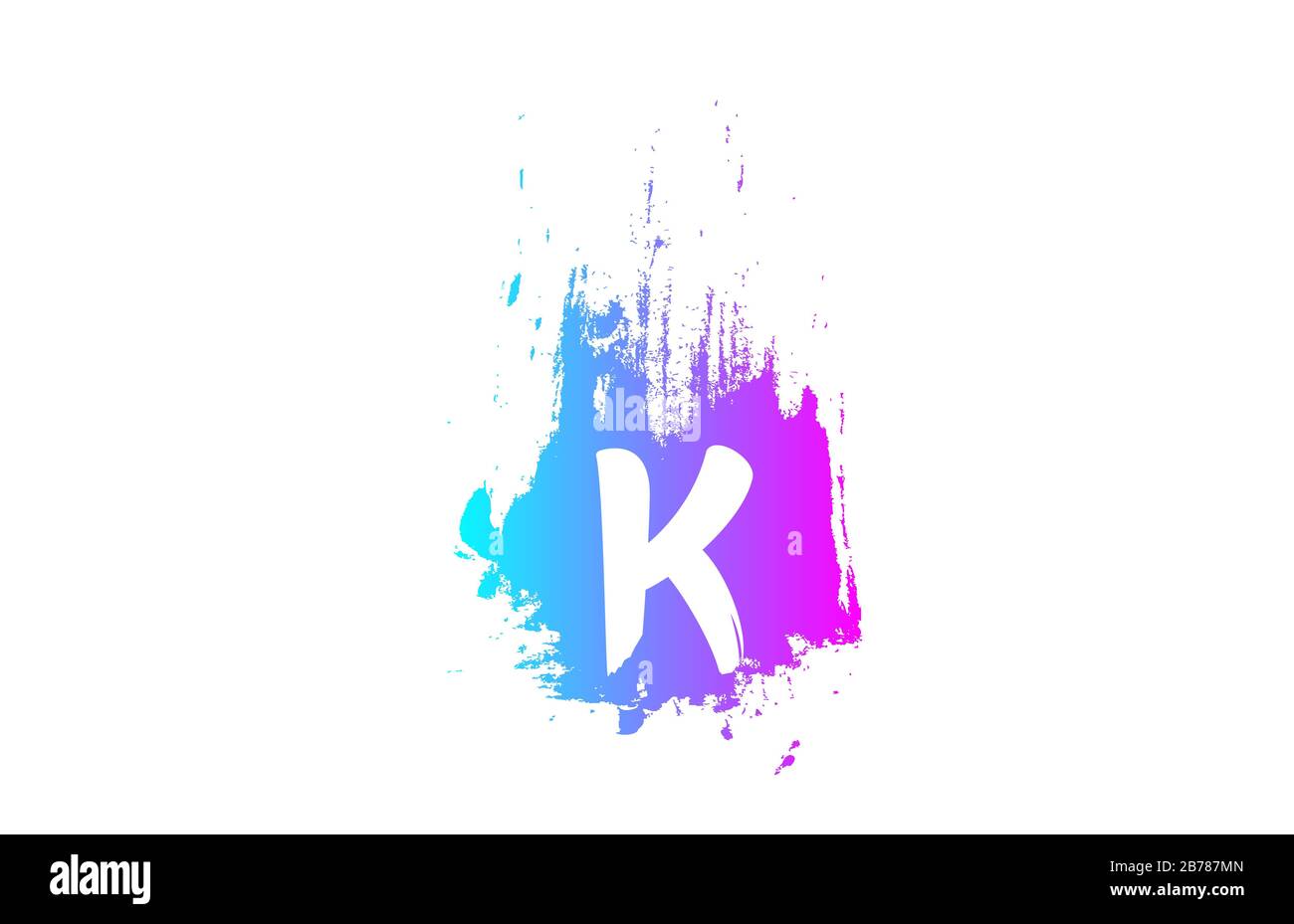 pink K letter alphabet grunge logo icon with brush stroke design for ...