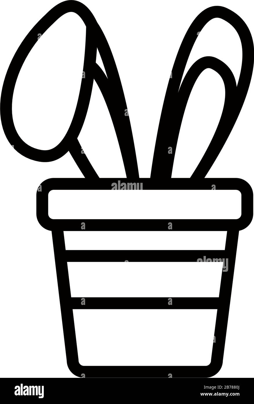 ceramic pot with rabbit ears easter line style icon Stock Vector Image ...