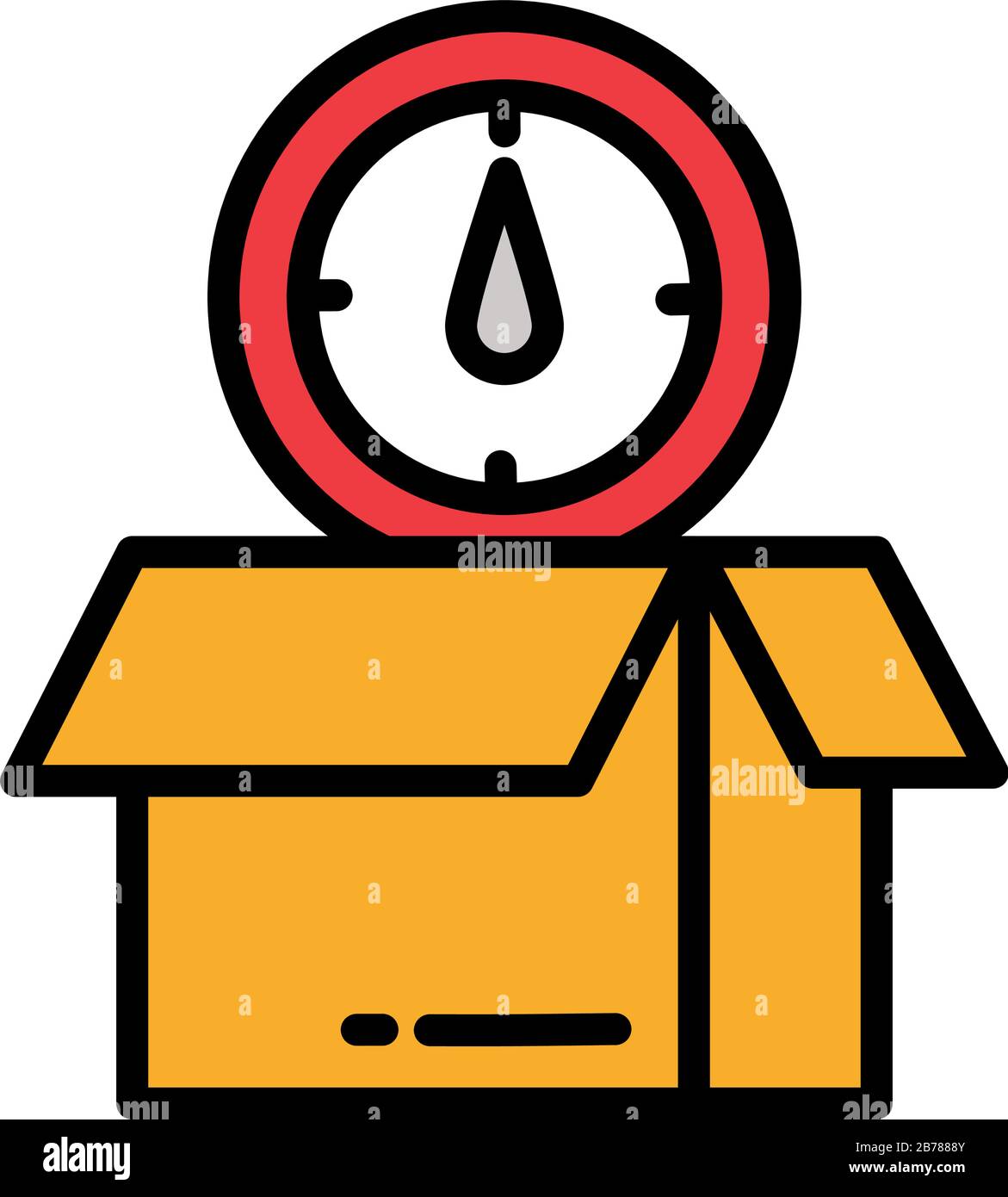 cardboard box with watch on white background vector illustration design ...
